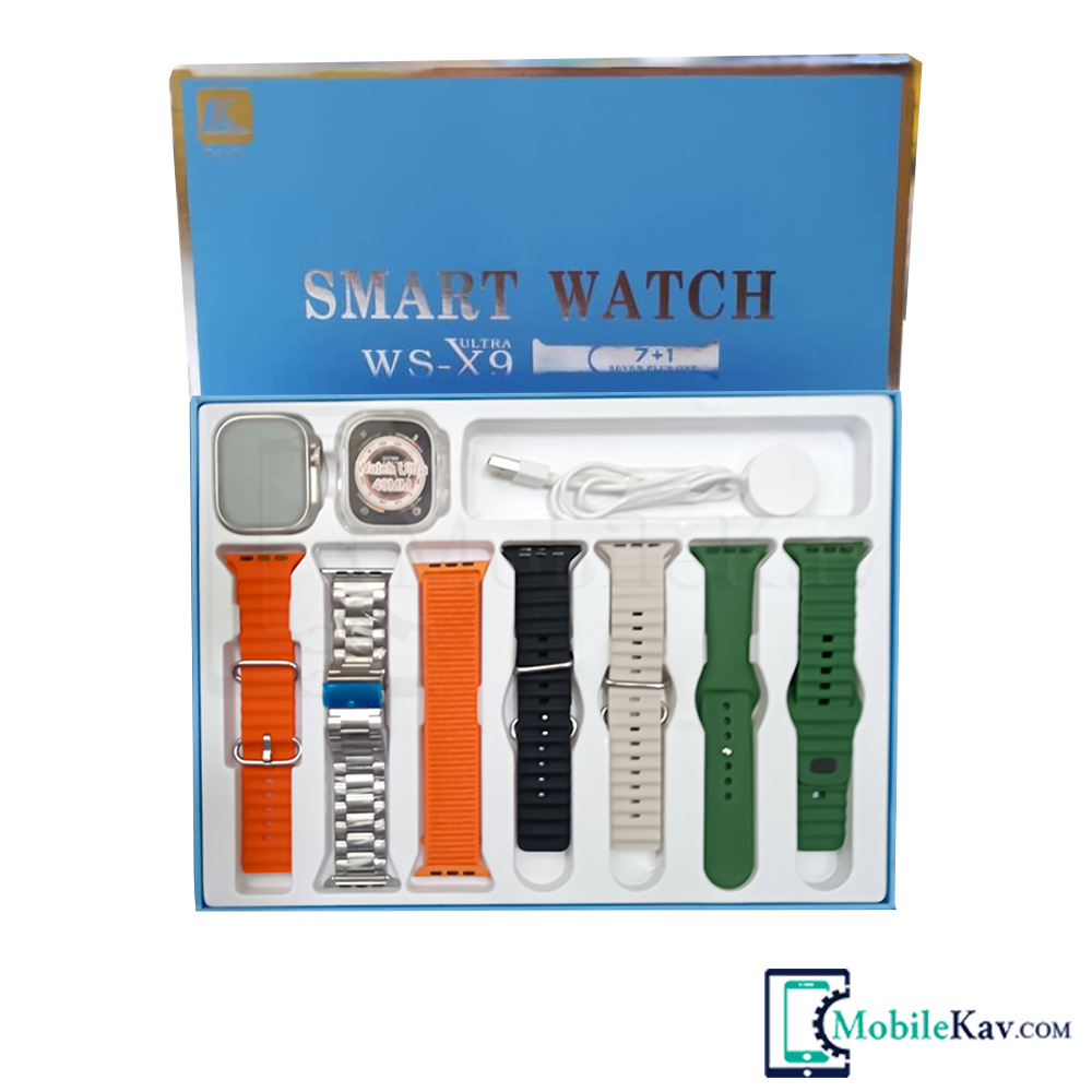 قیمت و خرید ساعت هوشمند WS-X9 Ultra همراه با 7 بند - موبایل کاو